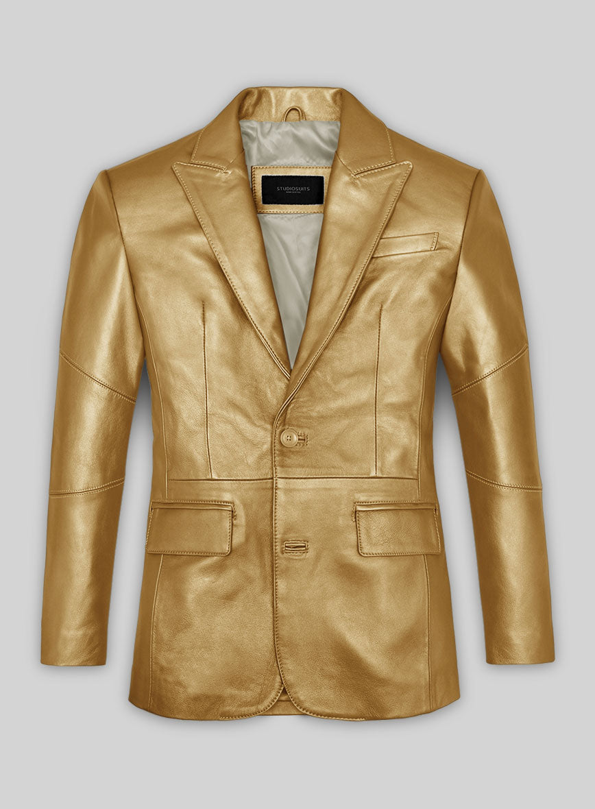 Golden Catwalk Leather Blazer # 2 – StudioSuits