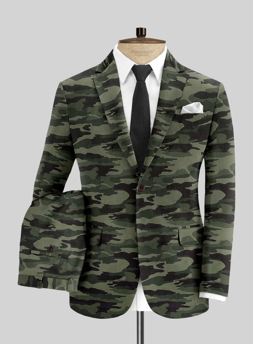 Green Stretch Camo Suit – StudioSuits