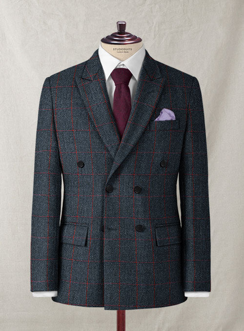 Harris Tweed Blue Checks Double Breasted Jacket – StudioSuits
