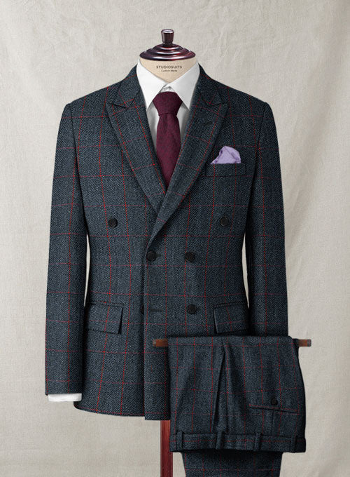 Harris Tweed Blue Checks Double Breasted Suit – StudioSuits
