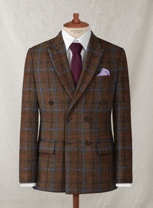 Harris Tweed Brown Checks Double Breasted Jacket – StudioSuits