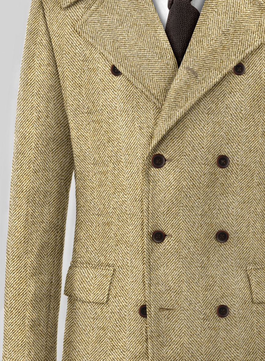 Highlander Heavy Beige Herringbone Tweed GQ Overcoat – StudioSuits