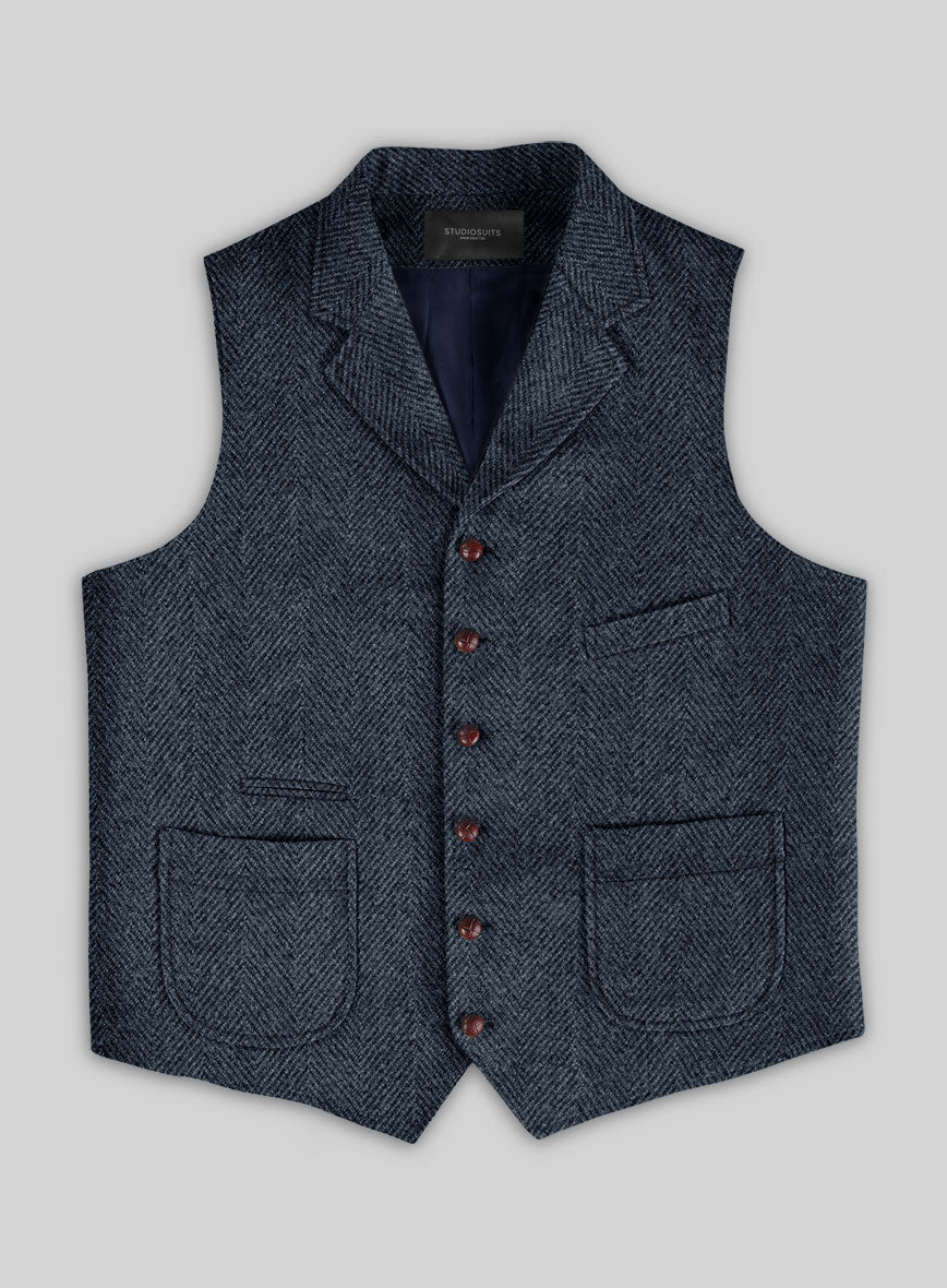 Highlander Heavy Blue Herringbone Tweed Hunting Vest – StudioSuits