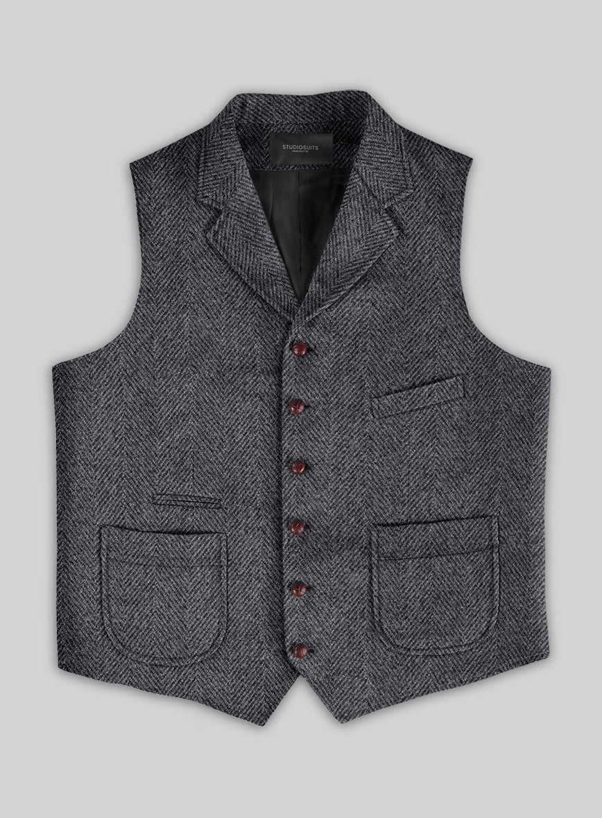 Highlander Heavy Charcoal Herringbone Tweed Hunting Vest – StudioSuits
