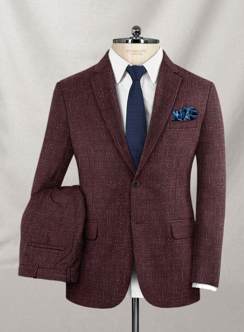 Italian Murano Maroon Wool Linen Suit – StudioSuits