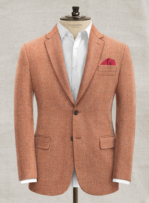 Italian Wide Herringbone Sea Orange Tweed Jacket – StudioSuits