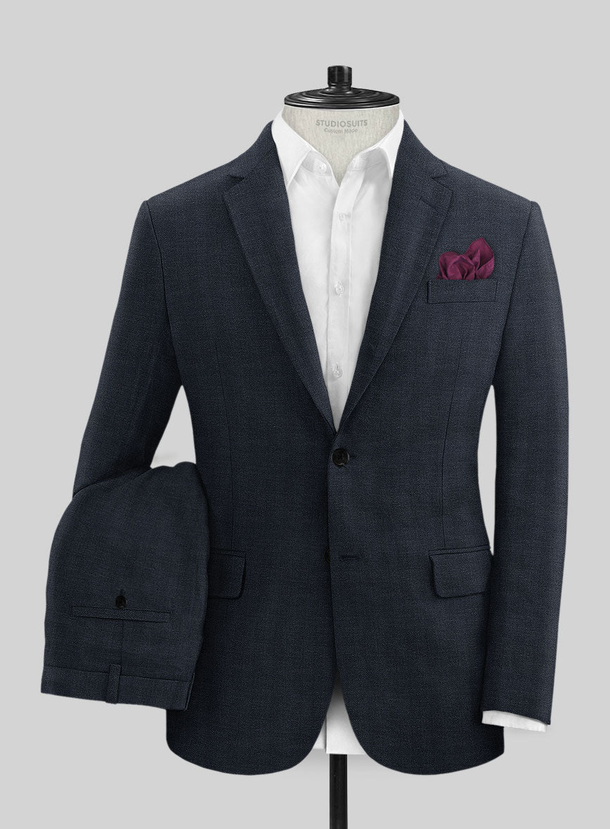 Italian Prato Diesel Blue Herringbone Linen Suit – StudioSuits