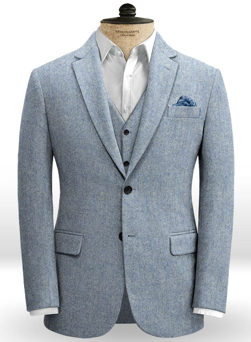 Light Blue Denim Tweed Jacket – StudioSuits