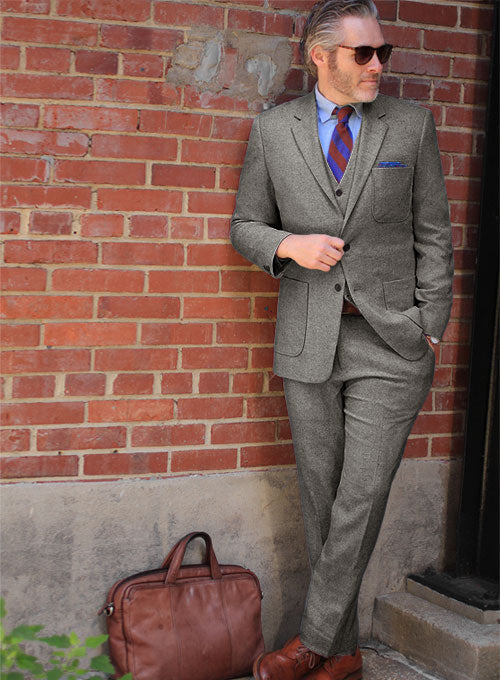 Light Weight Dark Gray Tweed Suit – StudioSuits