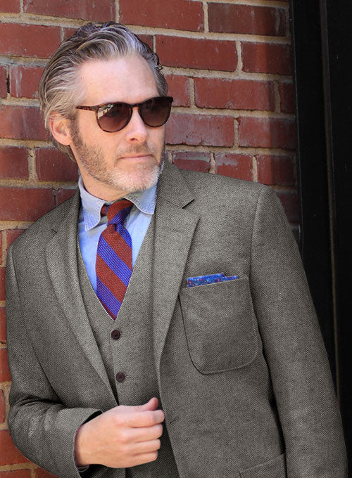 Light Weight Dark Gray Tweed Suit – StudioSuits