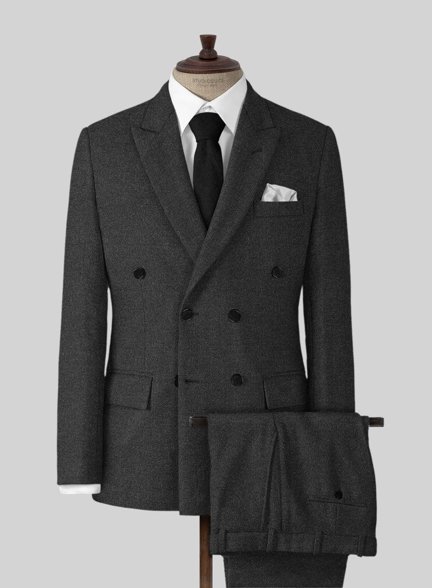 Naples Charcoal Tweed Double Breasted Suit – StudioSuits