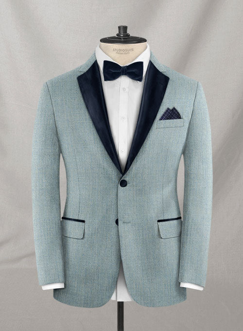 Napolean Stretch Gray Blue Wool Tuxedo Jacket – StudioSuits