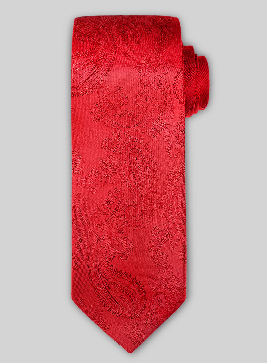 Paisley Crimson Red Satin Tie – StudioSuits