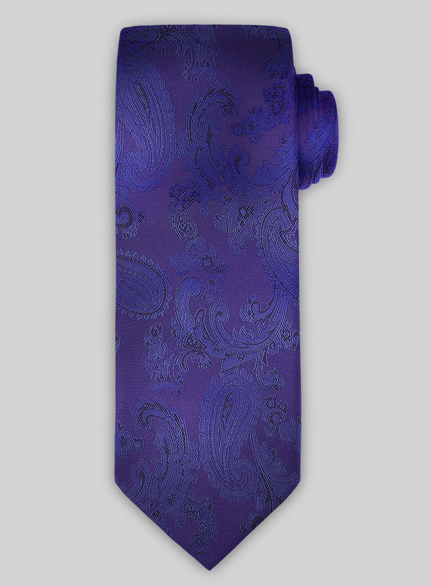 Paisley Ink Blue Satin Tie – StudioSuits