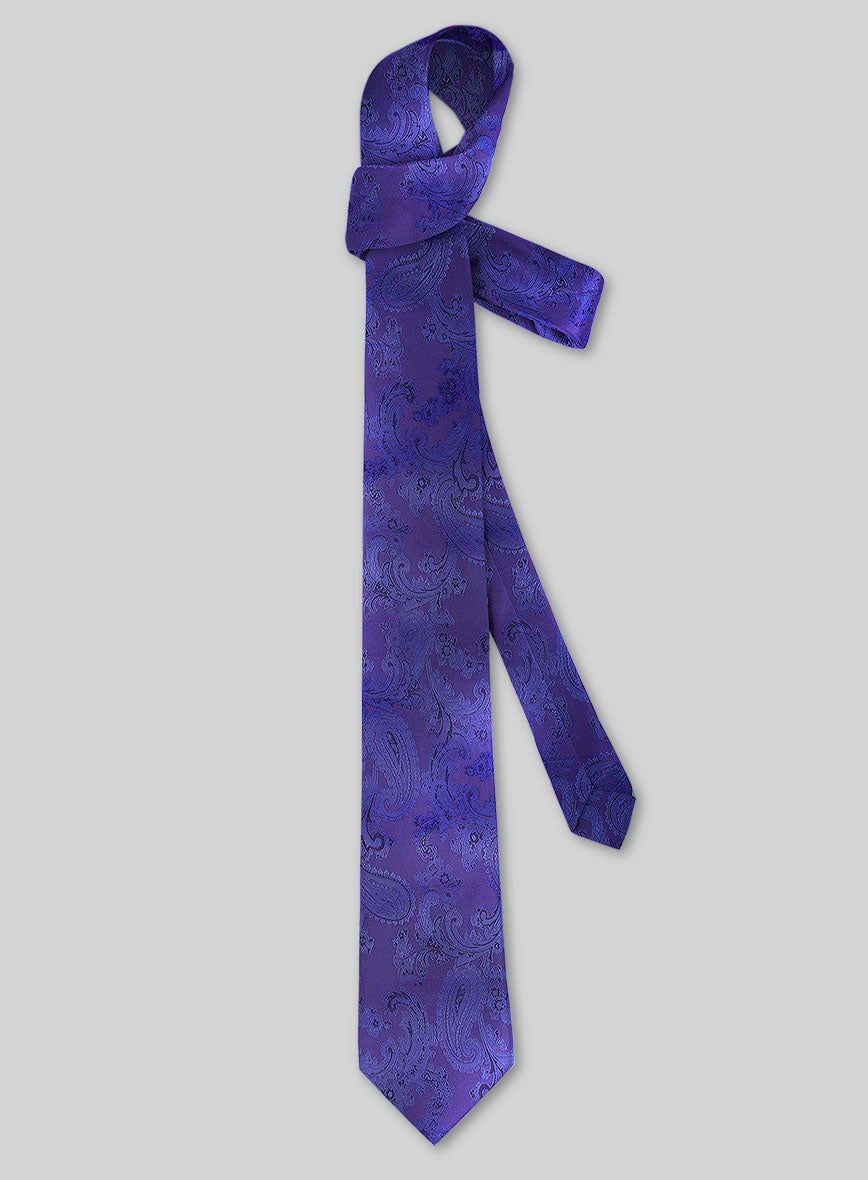Paisley Ink Blue Satin Tie – StudioSuits