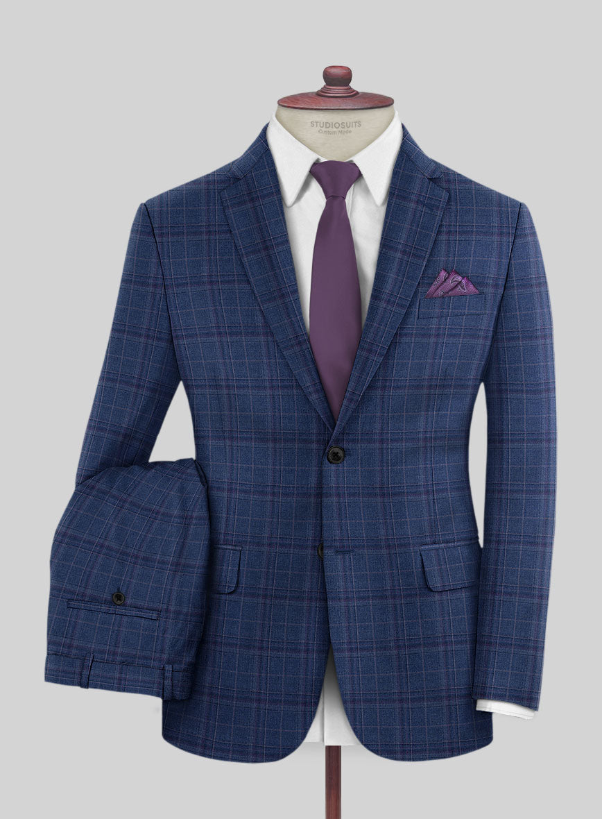 Reda Cerulean Blue Checks Wool Suit – StudioSuits