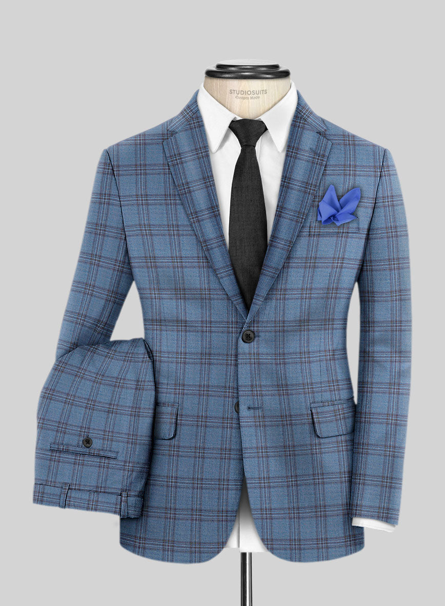Reda Dusk Blue Checks Wool Suit – StudioSuits
