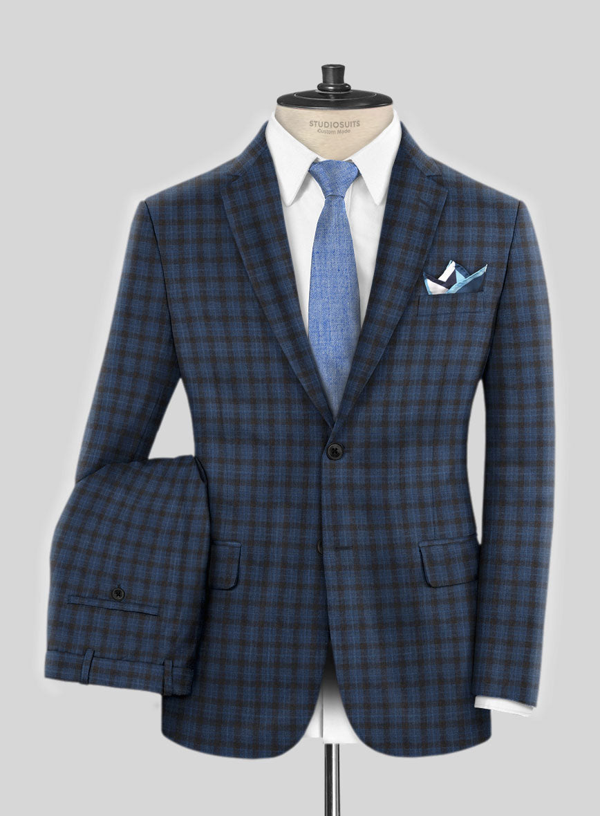 Reda Glacier Blue Checks Wool Suit – StudioSuits
