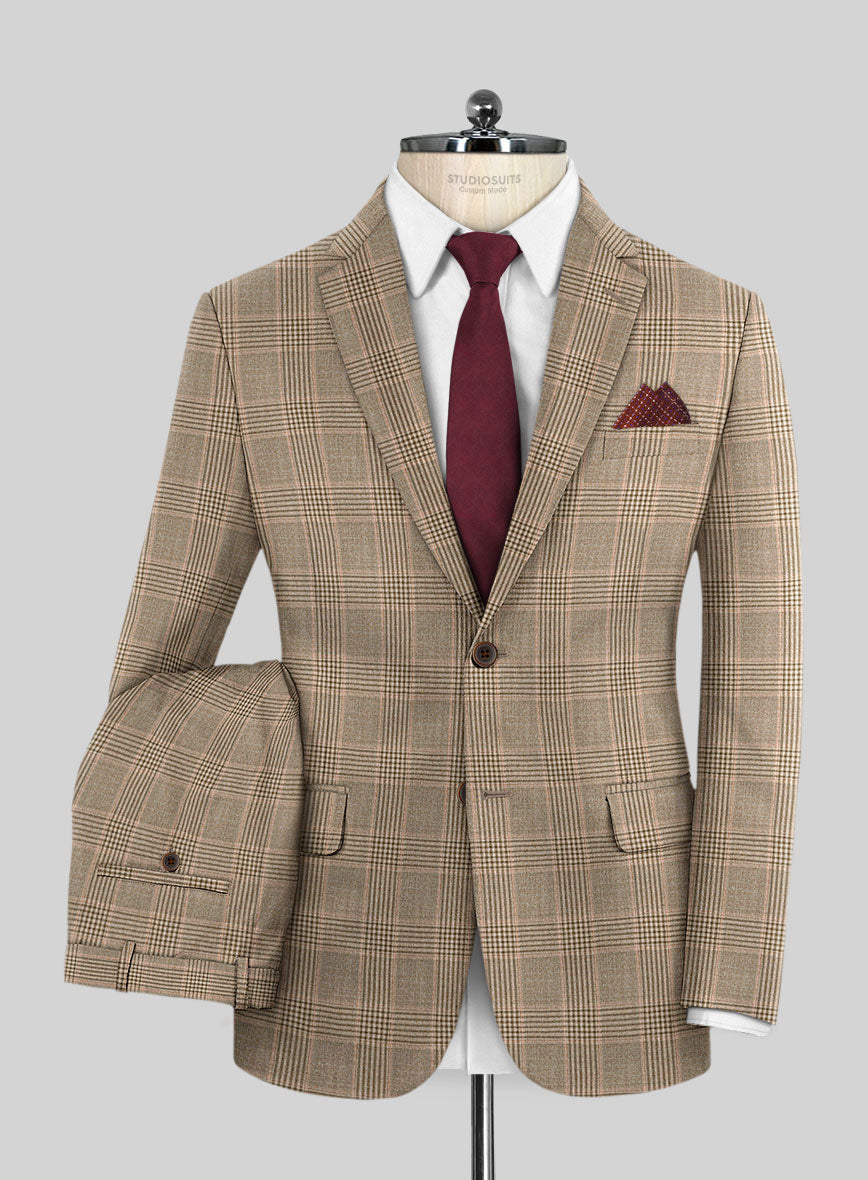 Reda Pale Brown Checks Wool Suit – StudioSuits