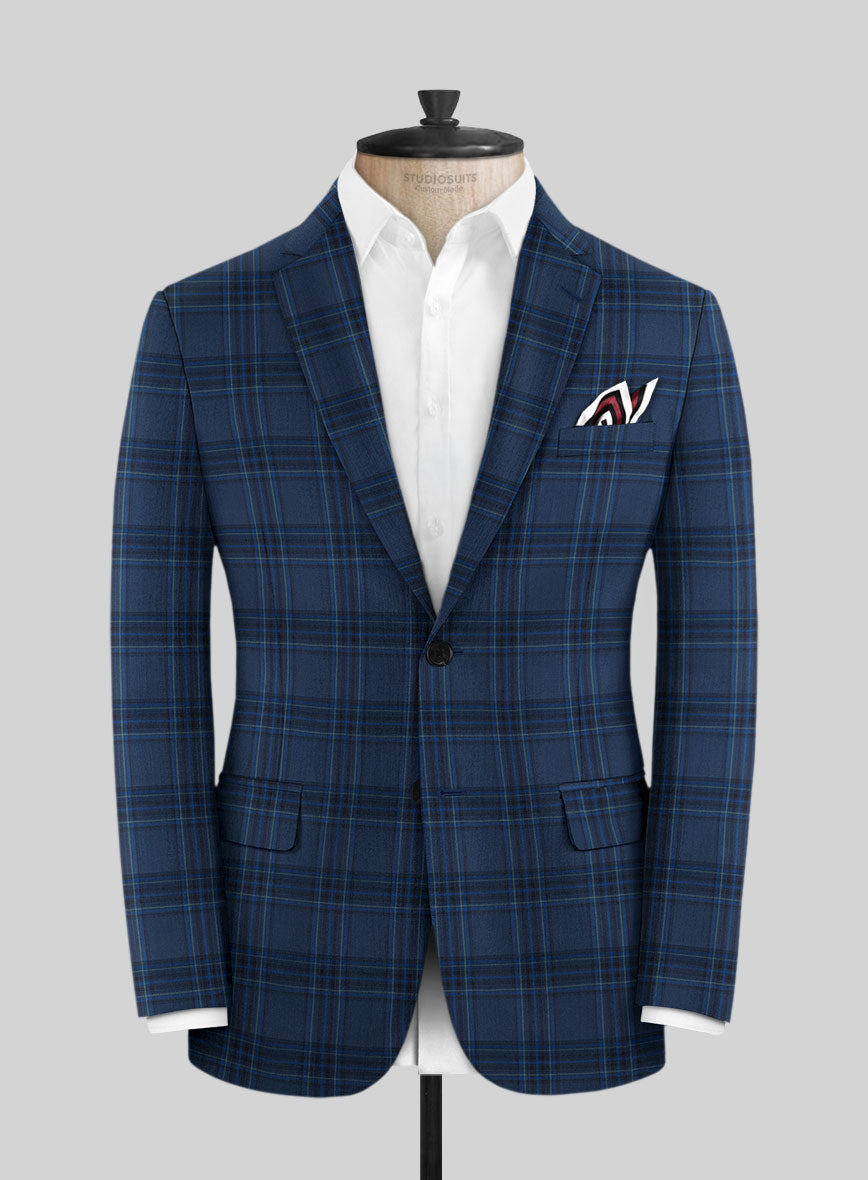 Reda Vale Blue Checks Wool Jacket – StudioSuits