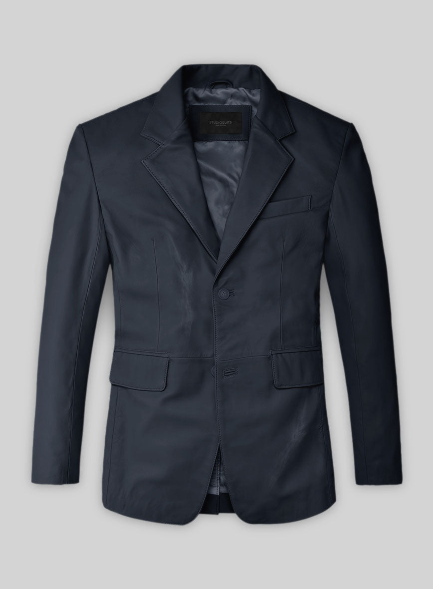 Soft Deep Blue Leather Blazer – StudioSuits
